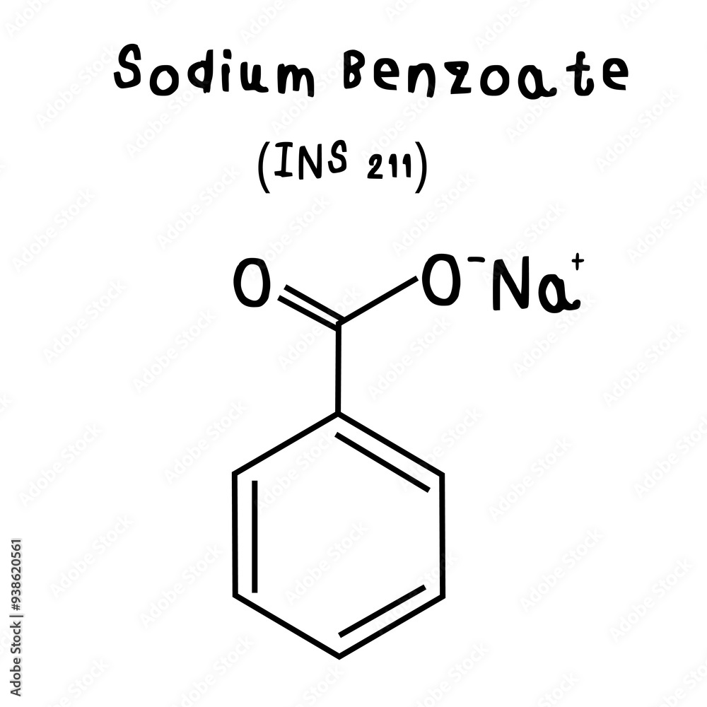chemical structure of sodium benzoate illustration Stock Illustration ...