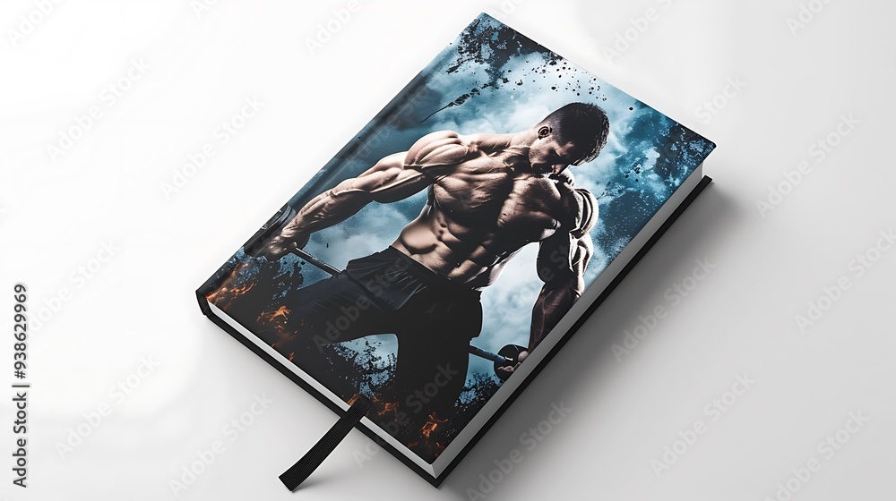 Fitness book cover template with energetic design and motivational ...