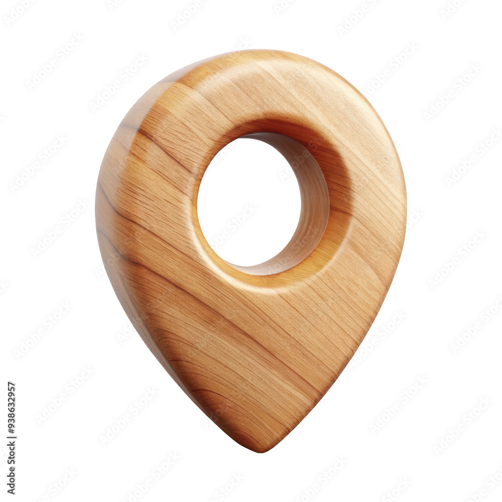 3D location pin icon made from wood with natural grain texture. Ideal ...