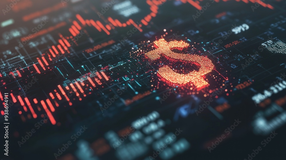 2d rendering Stock market online business concept. business Graph with ...