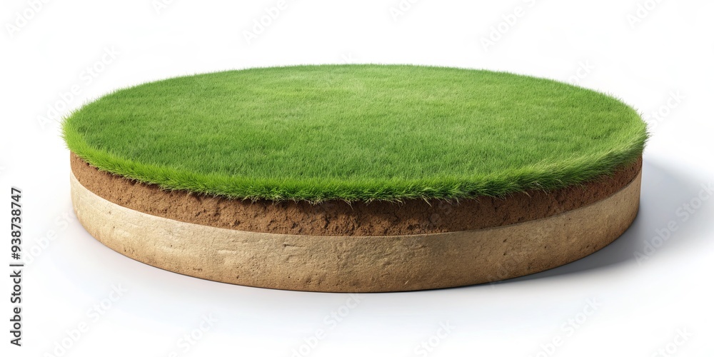 Round soil ground cross section with circle cutaway terrain floor ...