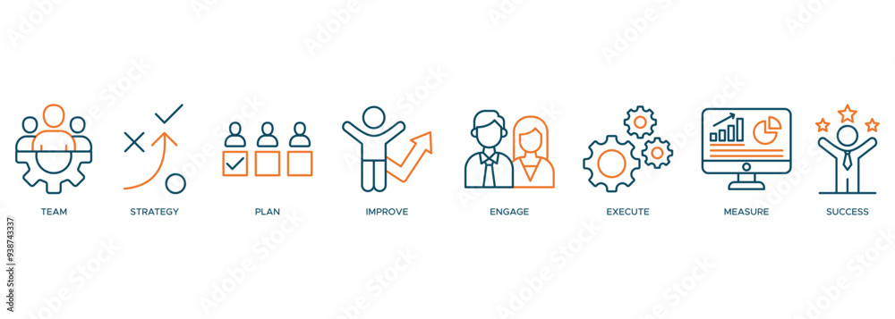Change management icon banner web for business with team, strategy ...
