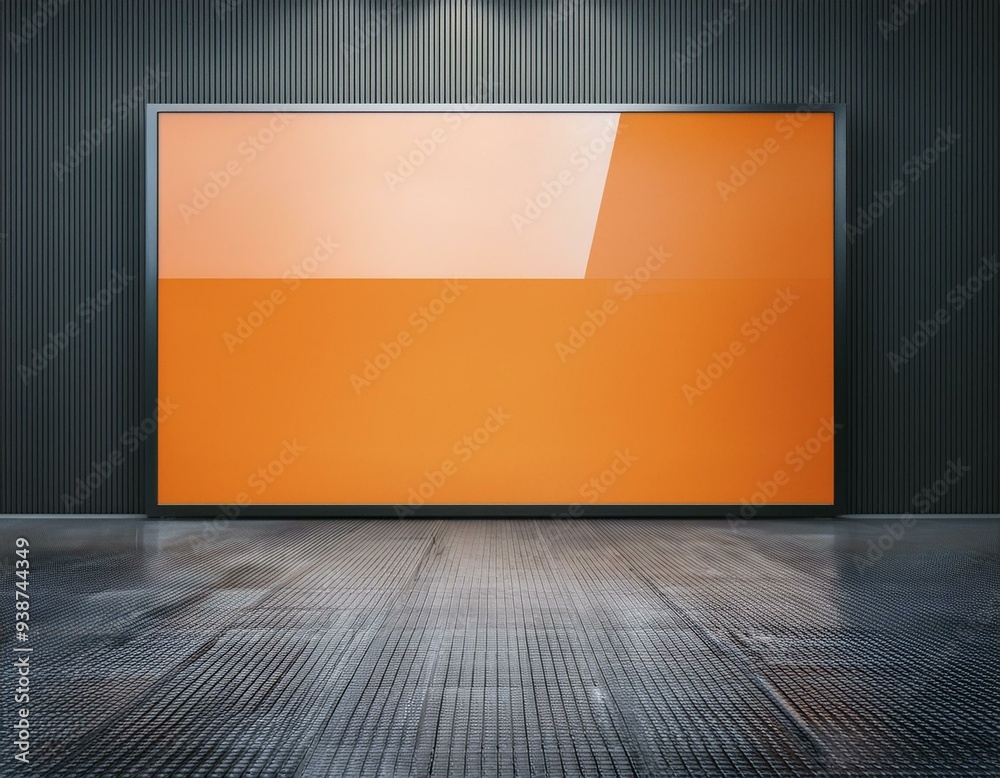 billboard on wall, empty room with lcd tv, Perspective view of blank ...