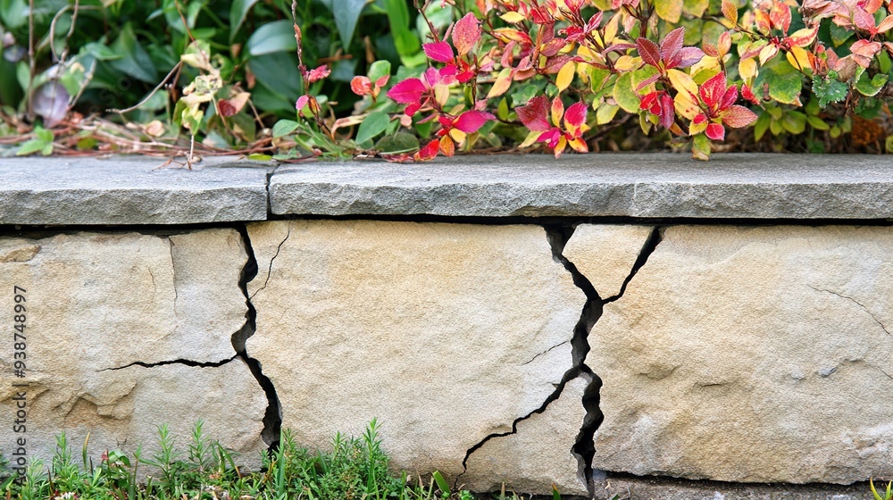 Stone Slab with Cracks on Castle Wall. A Detailed View of a Weathered ...