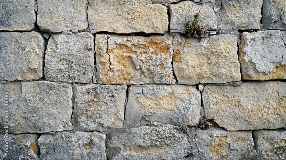 Stone Slab with Cracks on Castle Wall. A Detailed View of a Weathered ...