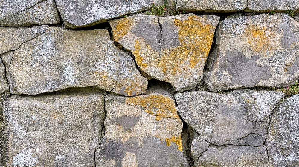 Stone Slab with Cracks on Castle Wall. A Detailed View of a Weathered ...