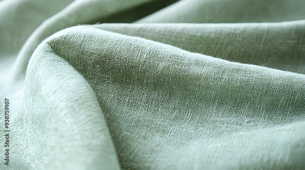 A close-up shot of soft, textured green fabric beautifully draped to ...
