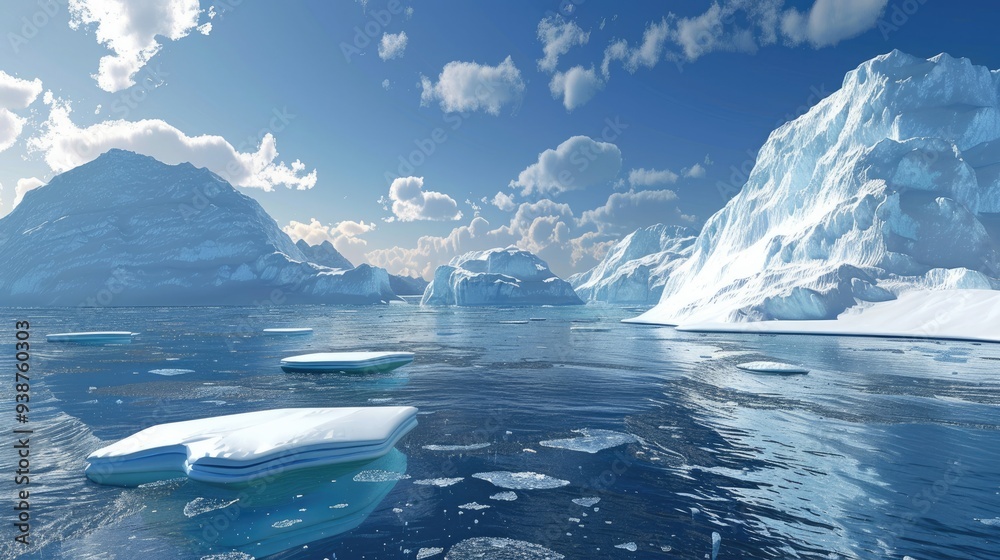 The melting of polar ice caps shows the impact of global warming on ...