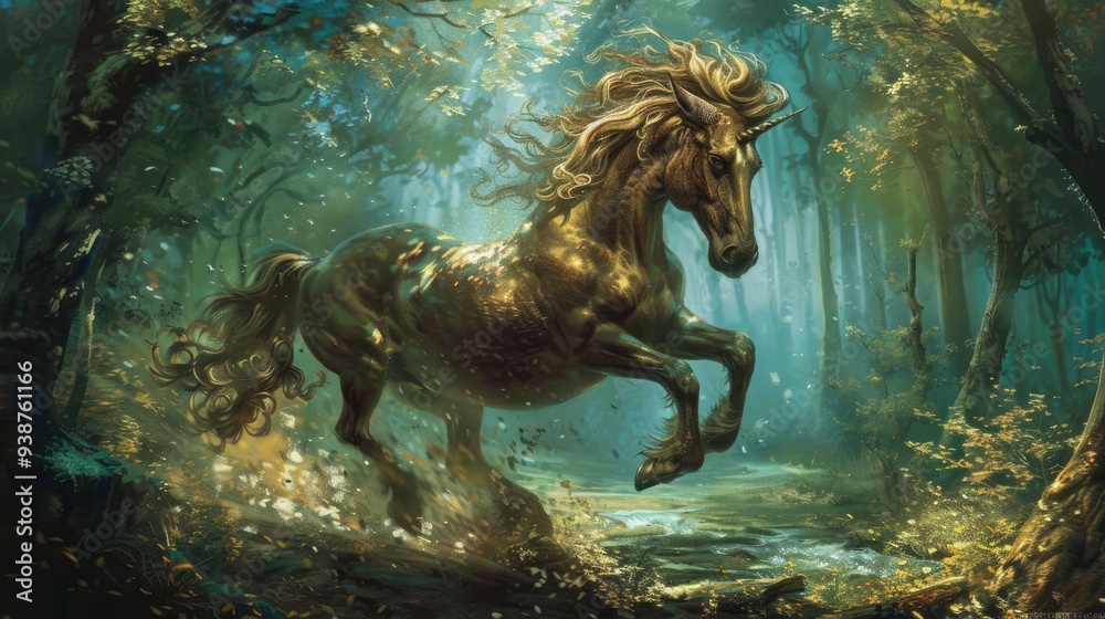 The image of a centaur, half man and half horse, running through a ...