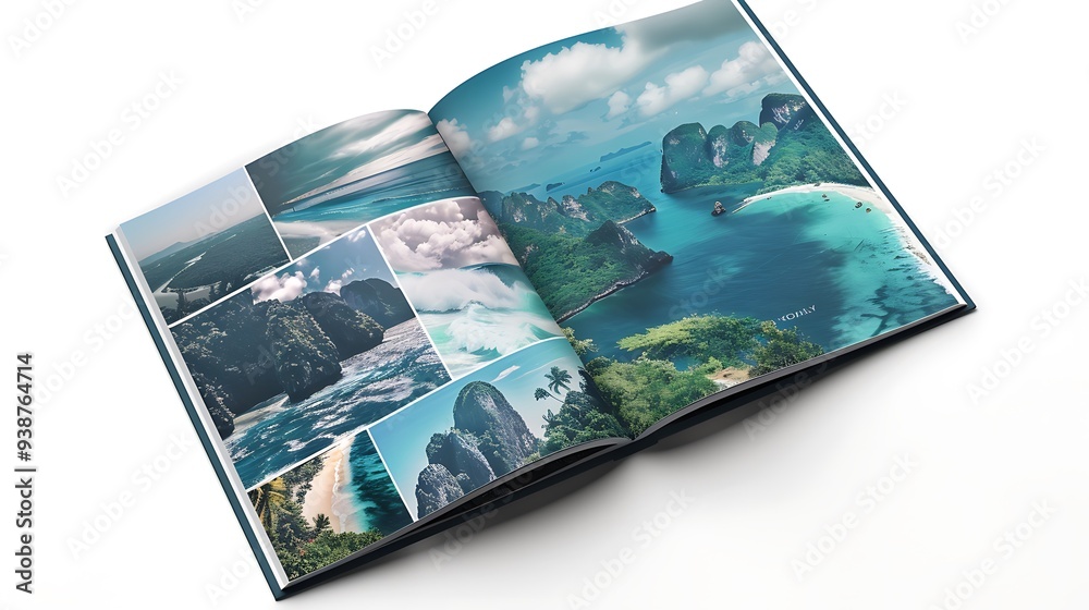 Travel book cover template with scenic photos and wanderlust vibe ...