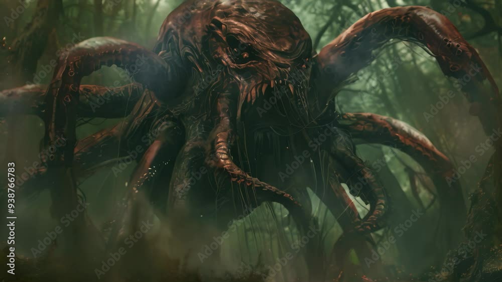 A terrifying creature with multiple limbs, resembling a spider or ...