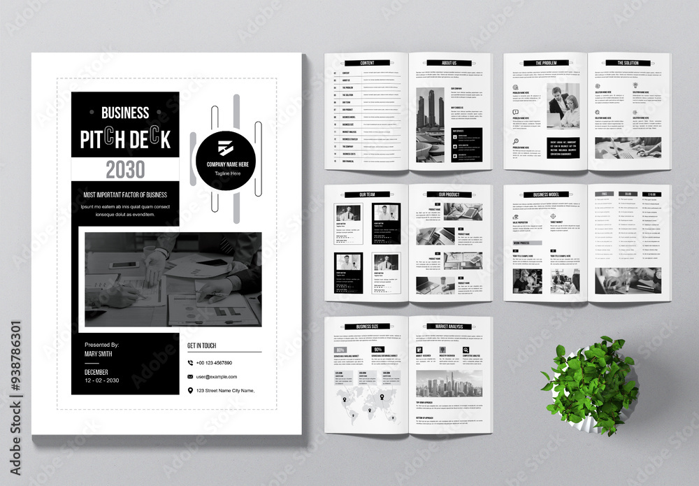 Business Pitch Deck Template Layout Stock Template | Adobe Stock