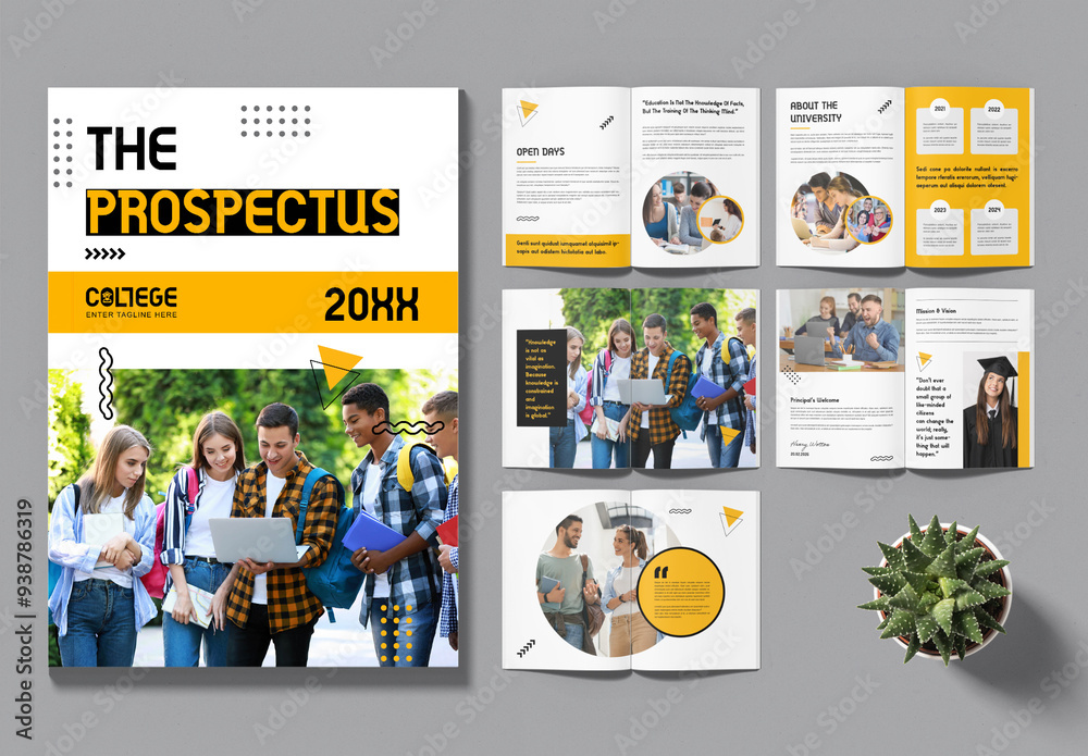 College University Prospectus Magazine Stock Template | Adobe Stock