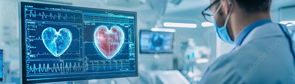 A cardiologist using advanced imaging technology to perform a detailed ...