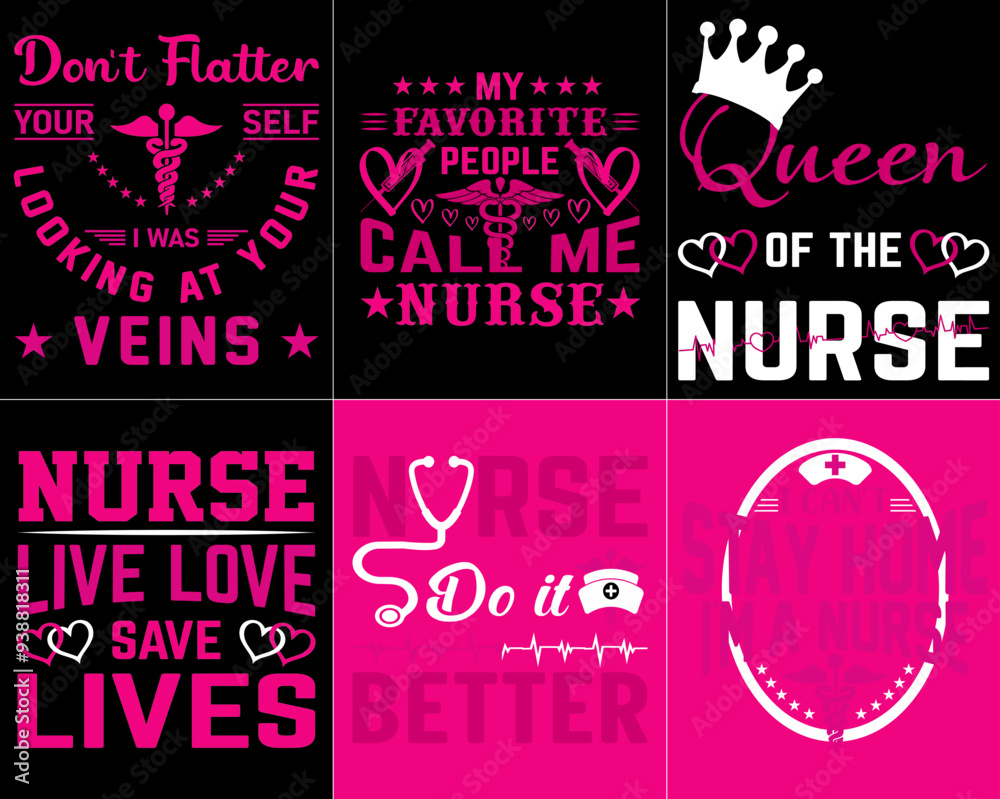 Classic Nurse Vector Typography, Hand Lettering Pack Vector ...