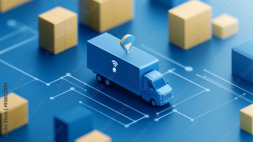 AI-powered logistics center. Future of supply chain automation with advanced robotics ...