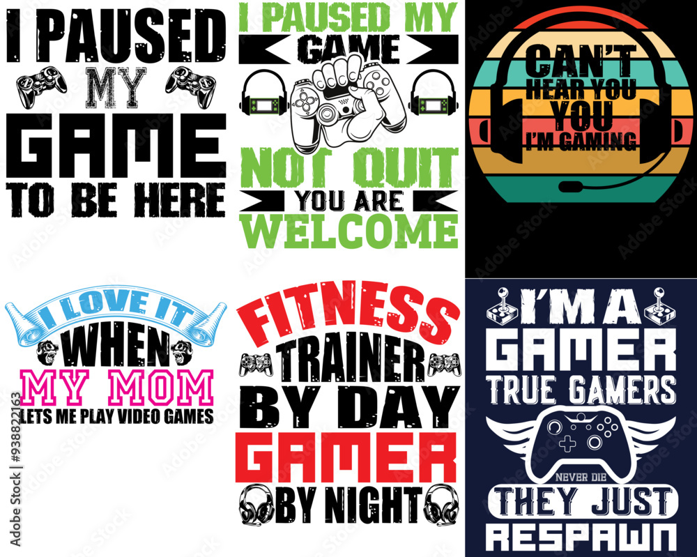 Cute Video Gaming Labels And Badges, Calligraphy Collection Vector ...