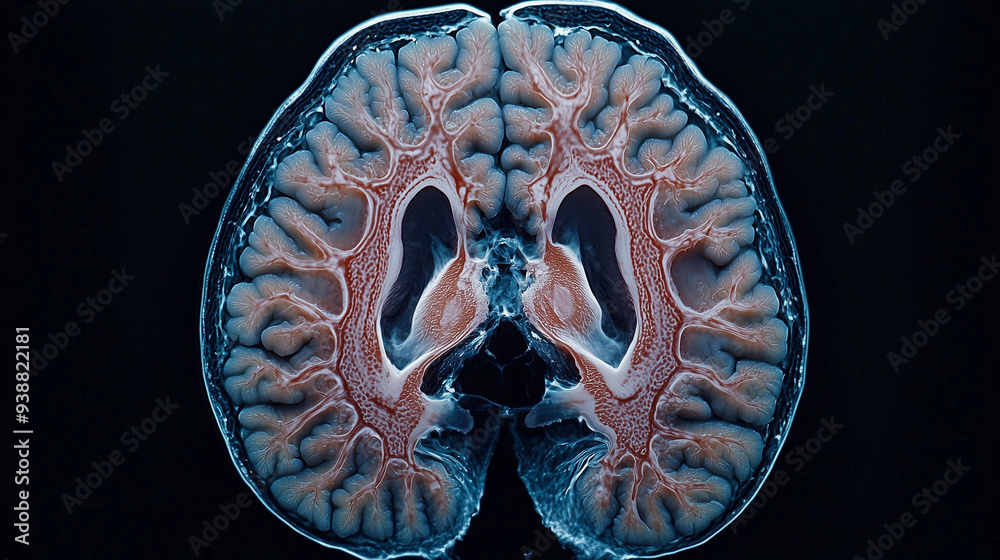Human Brain Cross Section - Detailed Anatomy Stock Illustration | Adobe ...