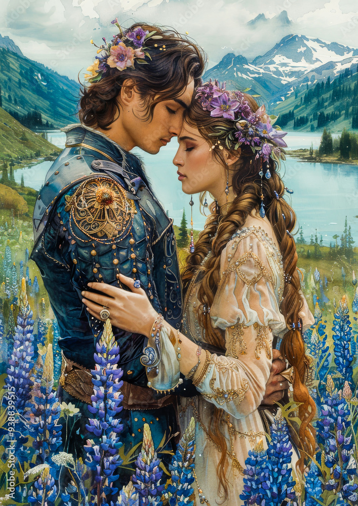 Fantasy King and Queen. Generated image. A digital illustration of a ...