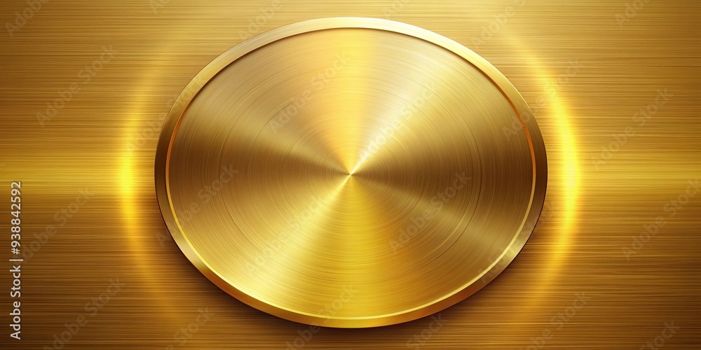 Golden brushed metal circle with shiny rim texture, render in gold ...