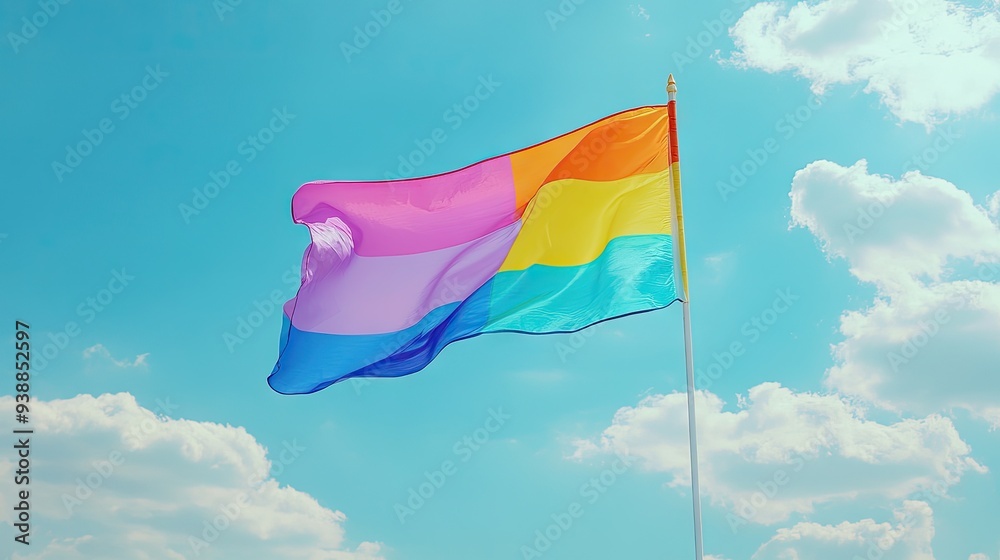 Pride flag with genderfluid and non-binary colors flying high ...