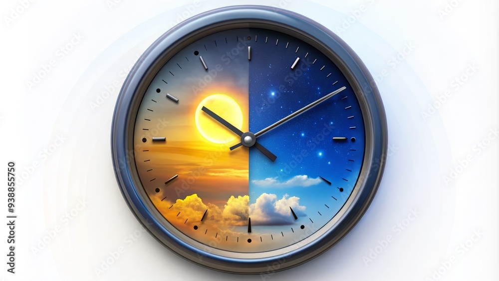 Analog clock face with hour and minute hands rotating around a circular ...