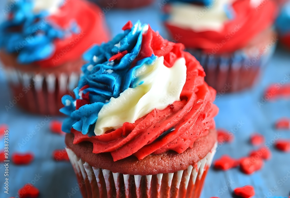 "Patriotic Cupcake with Red, White, and Blue Frosting for July 4th and ...