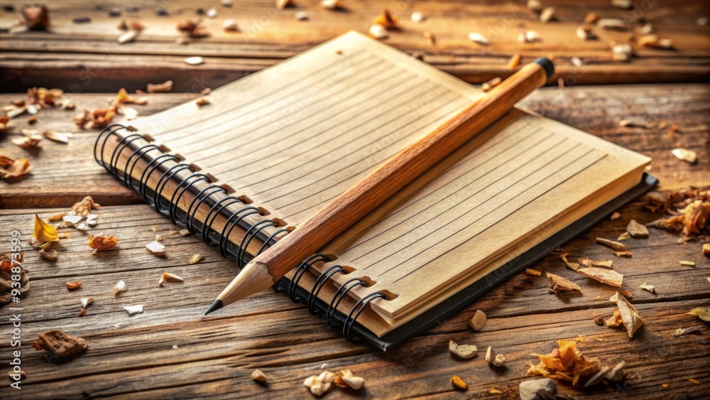 A worn wooden pencil lies casually across the open pages of a well ...