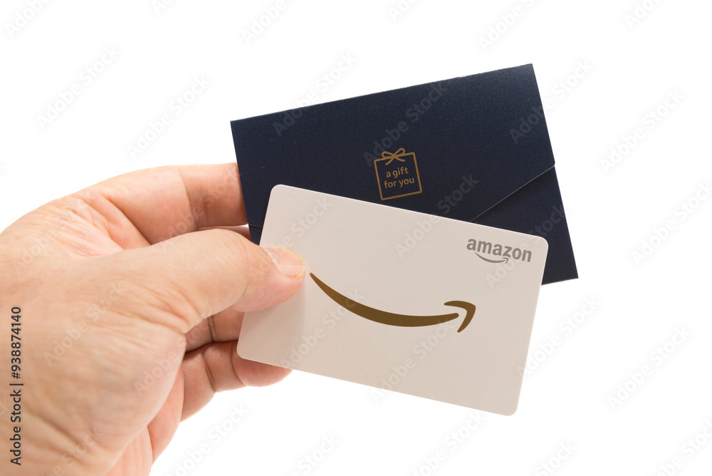 Fuji-shi, Shizuoka-ken, Japan - August 22, 2024 - Hand holding Amazon ...