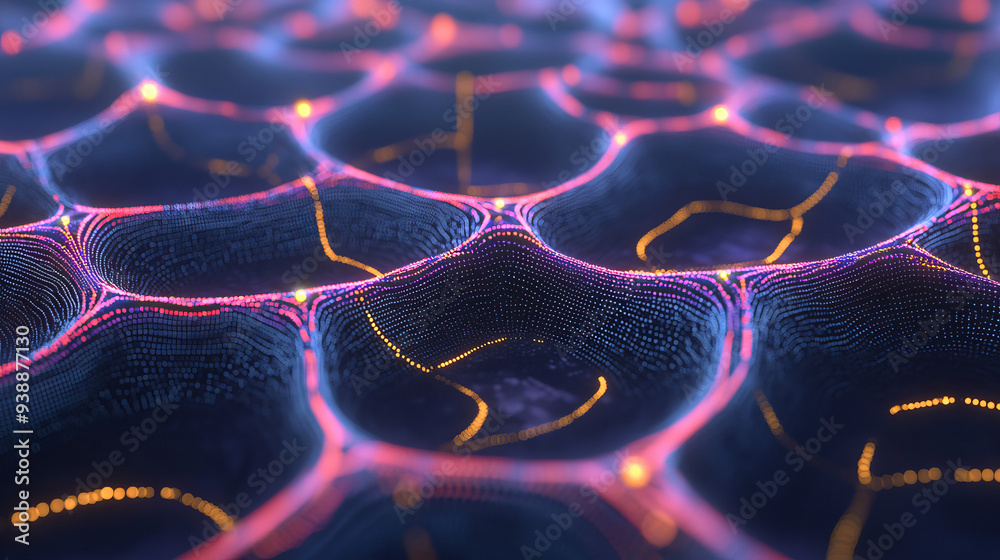 "Illustrative 3D animation of a neural network, visualizing concepts such as chatbots ...