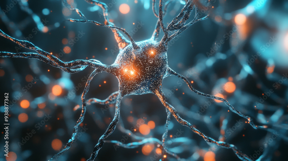 "Illustrative 3D animation of a neural network, visualizing concepts such as chatbots ...