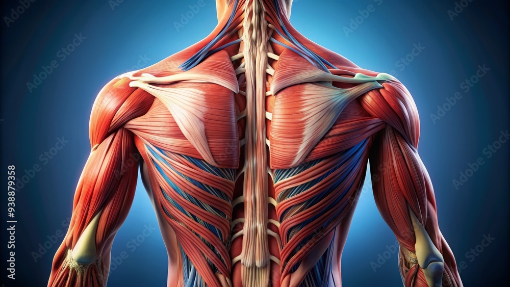 Close-up of anatomical illustration of multifidus muscle in the human ...