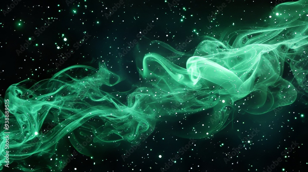 On a transparent background, realistic green gas cloud formations are ...