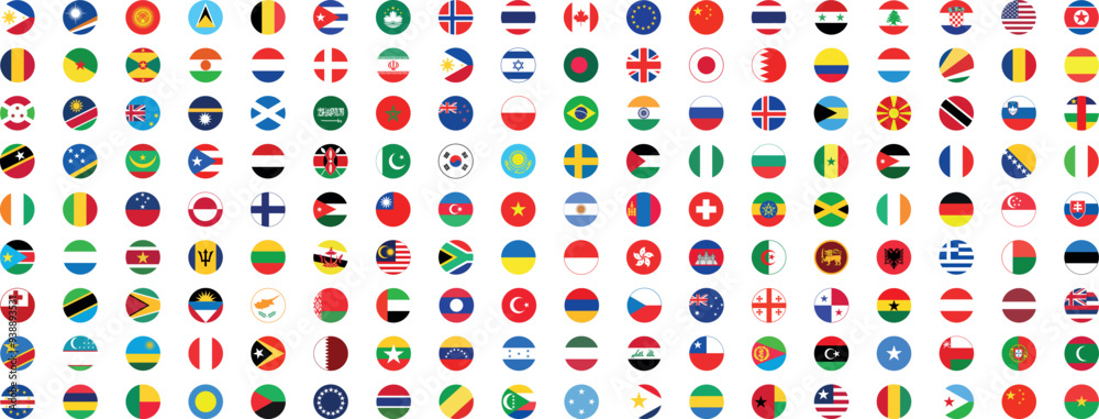 National flags in circle shape. National flags set. World flags. Flags ...