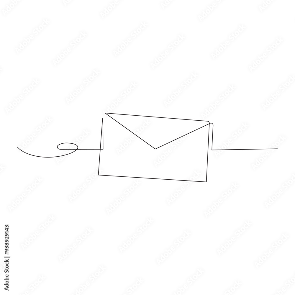 PrintContinuous Line Drawing of E-Mail Icon. Hand Drawn Symbol Vector ...
