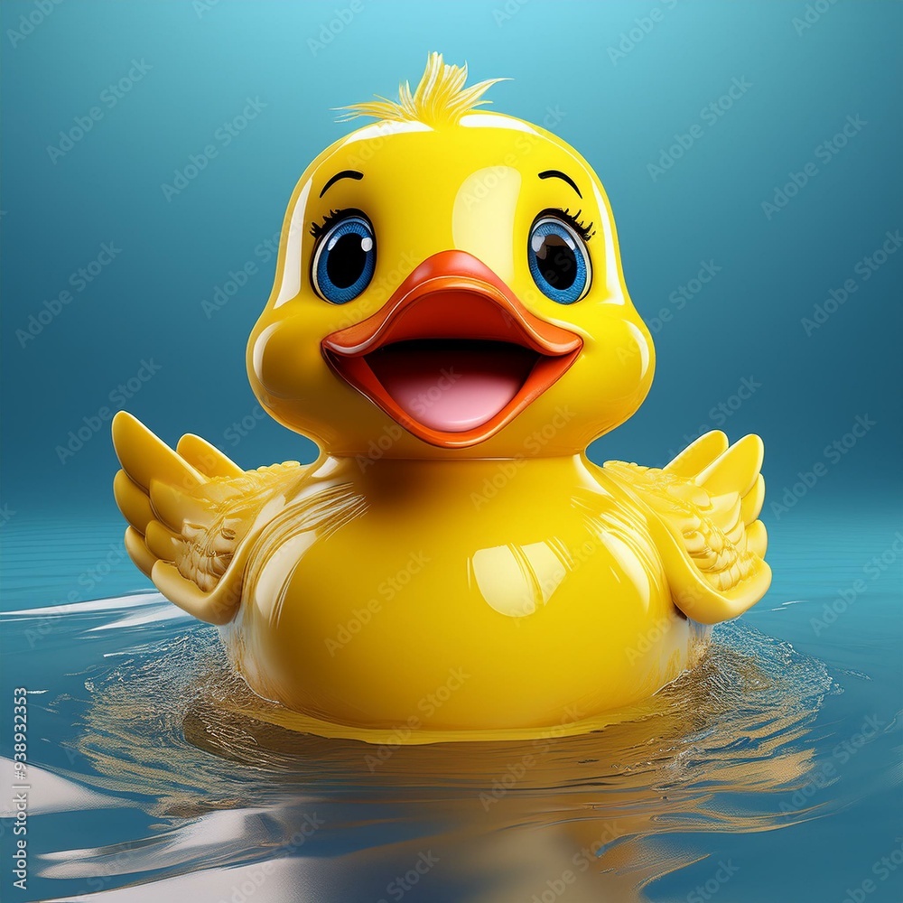 escena renderizada en 3D de un personaje de juguete con forma de pato ...