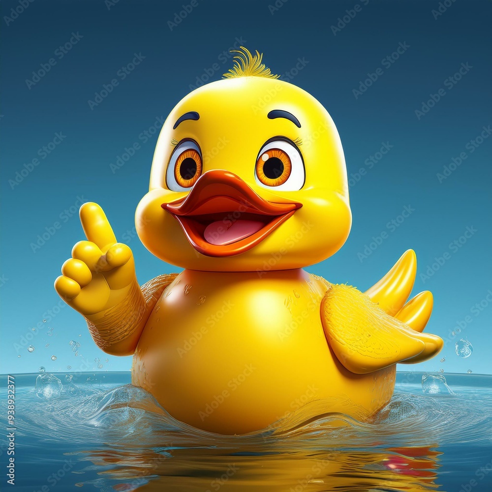 escena renderizada en 3D de un personaje de juguete con forma de pato ...