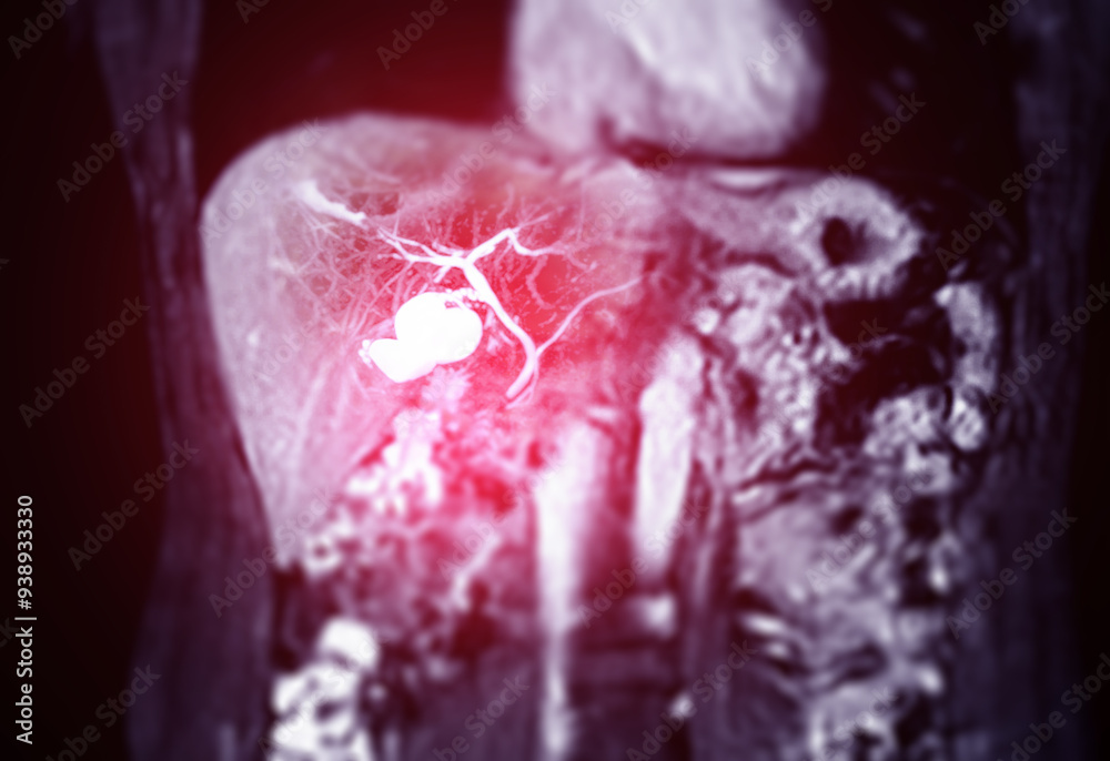 Magnetic resonance cholangiopancreatography or MRCP 3D MIP view showing ...
