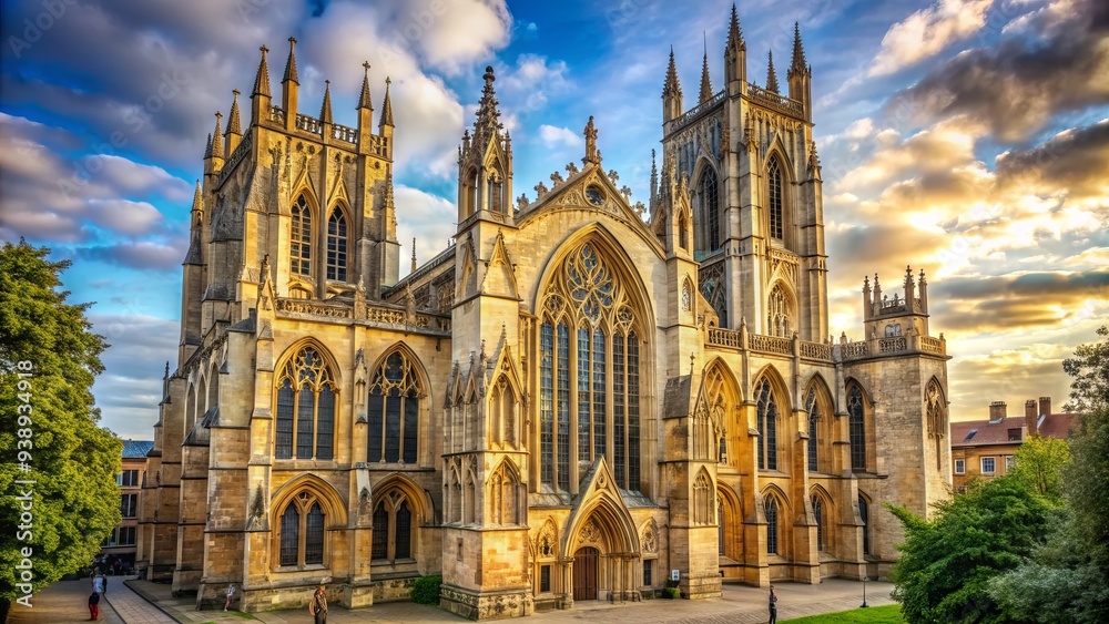 Majestic Gothic architecture of York Minster Cathedral in England, with ...
