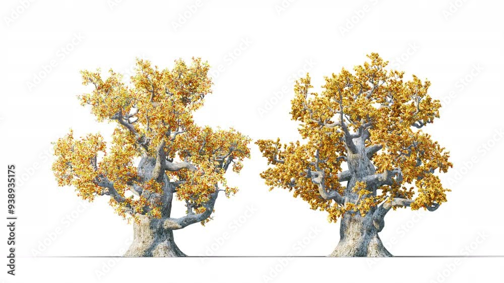 Growing trees on a white background 3D animation growth grow from small ...