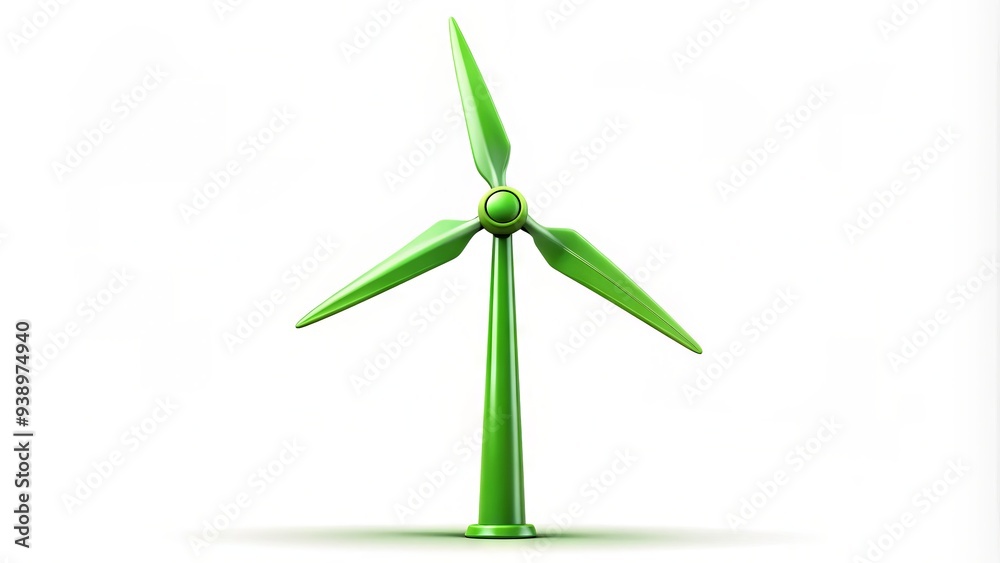 Stylized green wind turbine icon isolated on white background ...