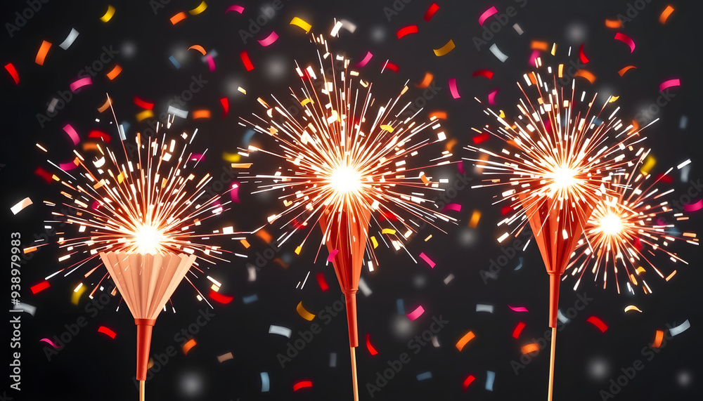 Celebrate party poppers with confetti, for festive congratulations and ...