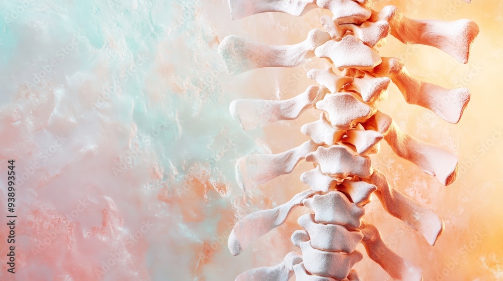 Detailed Anatomy: Spine Bone Structure Highlighted on a Grey Background ...