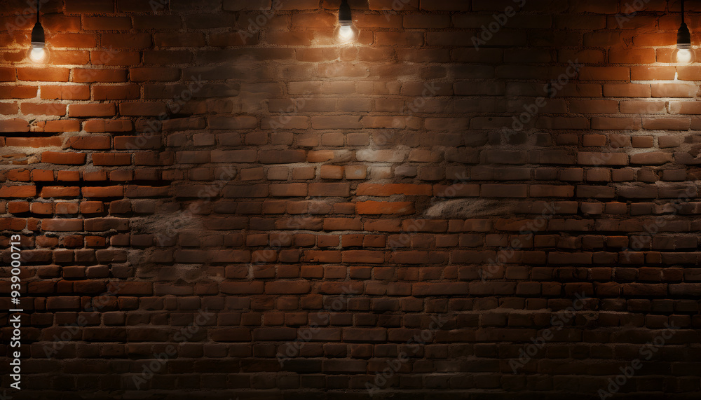 Brick Wall Texture Background in a Dimly Lit Street at Night with ...