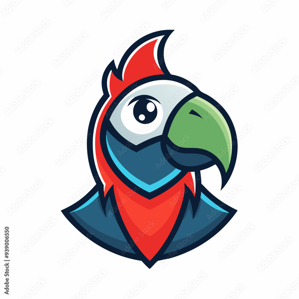Minimalist Line Art Parrot Gaming Mascot Logo - Isolated on White ...