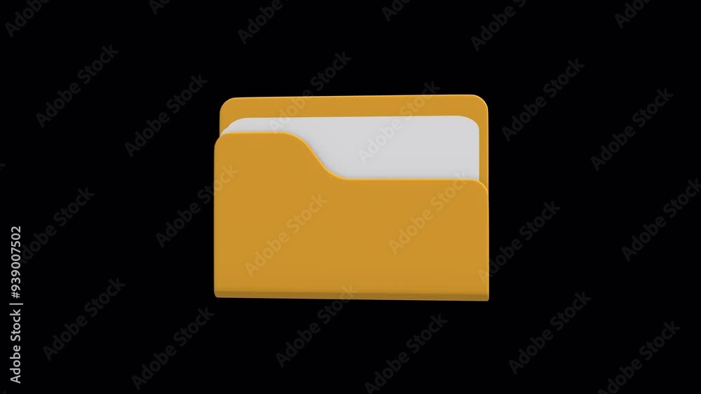 3D Folder Icon Rotating on a Transparent Background. Seamless Loop ...