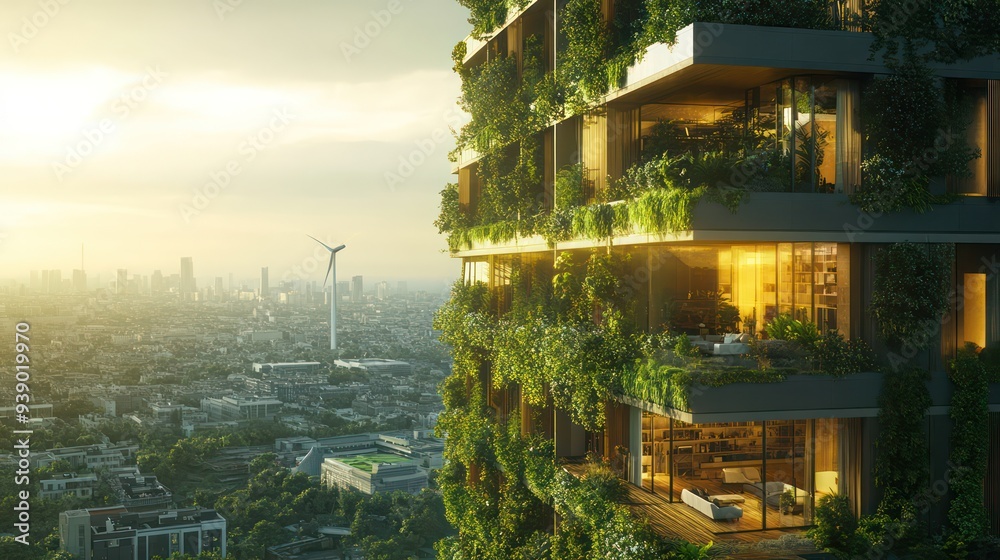 Zero carbon residential tower with energy-efficient design, including ...