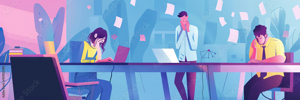 Mental Health in the Workplace: Images depicting stress and burnout in ...