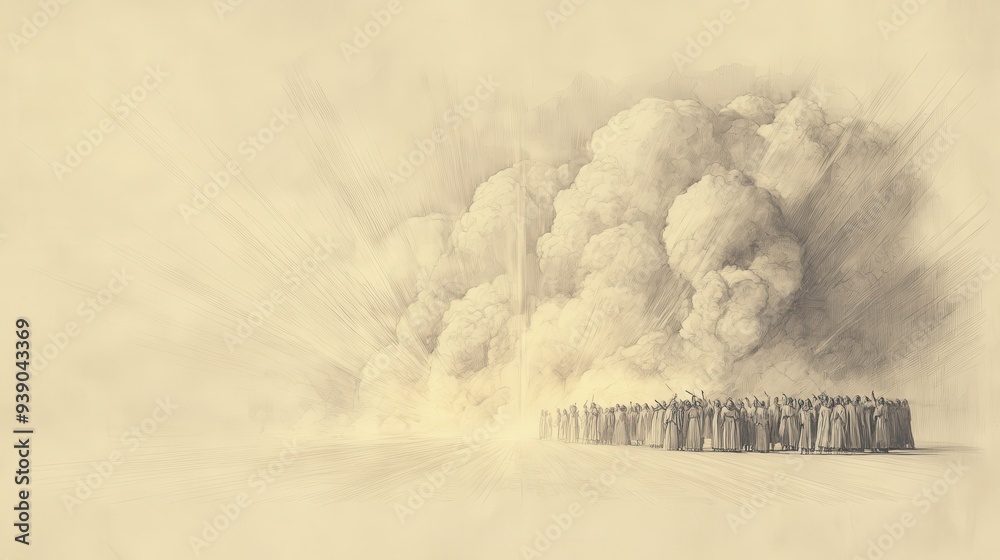 Biblical Illustration of Psalms 78: A Cloud by Day and Pillar of Fire ...
