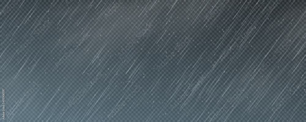 Raindrops on transparent background. Storm with rain and white cloud ...